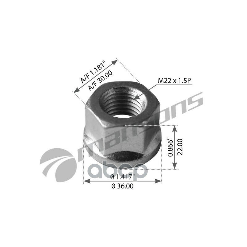 Гайка колесная с юбкой ! M22x1.5 H=22 SW30 MB Mansons арт. 750024
