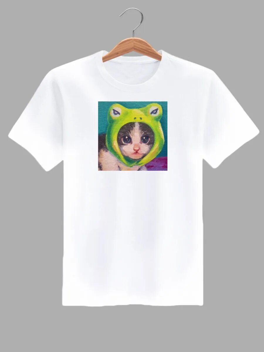 Футболка котик лягушка пепе