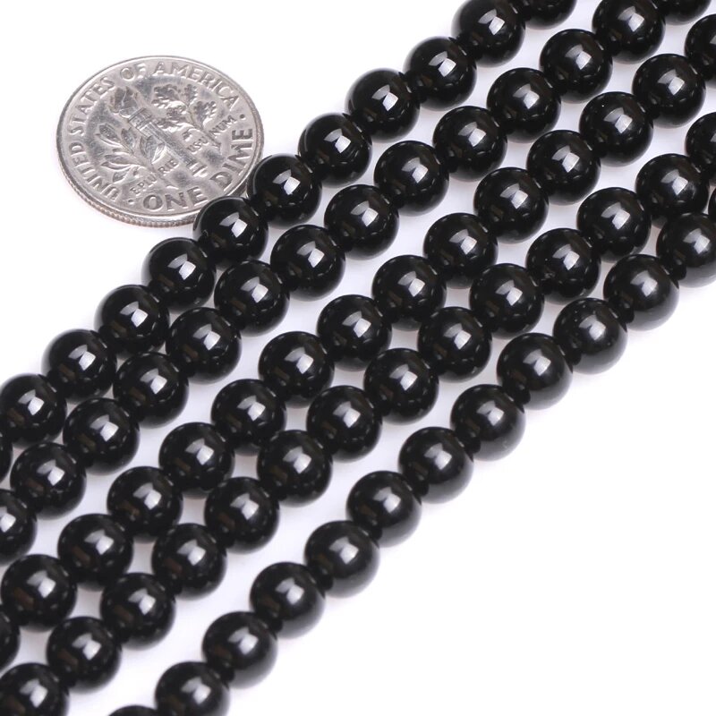 Бусины из черных агатов GEM-inside 6-12 мм Черный, 6mm