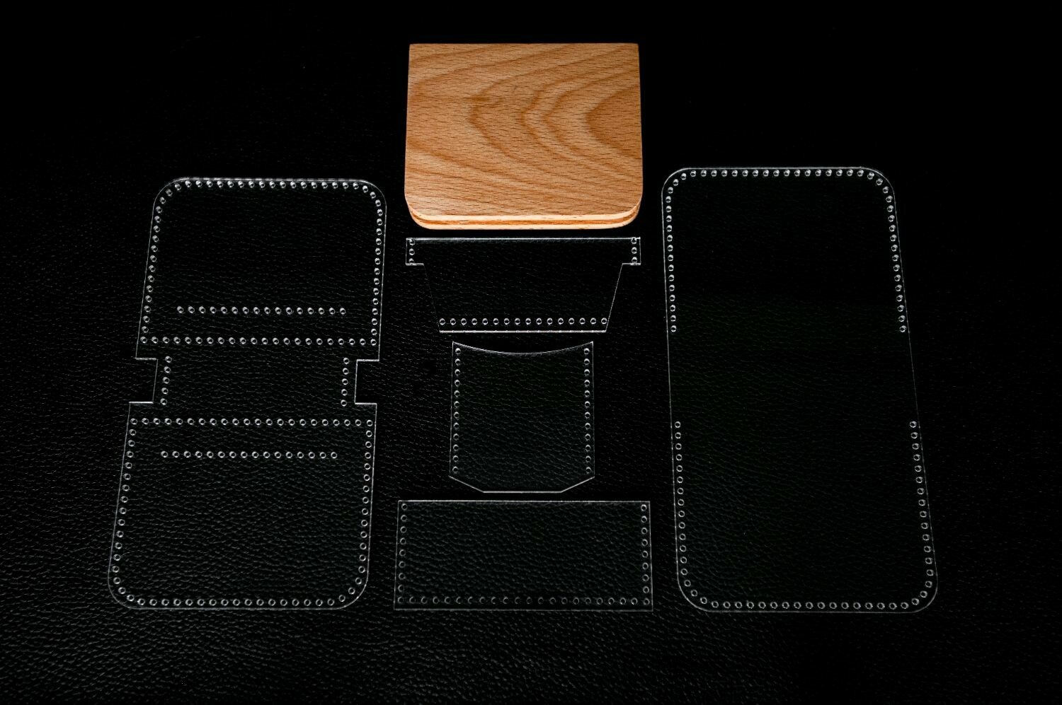 Лекало для шитья кожи из акрила - выкройка портмоне кошелек Мини Zipper 2