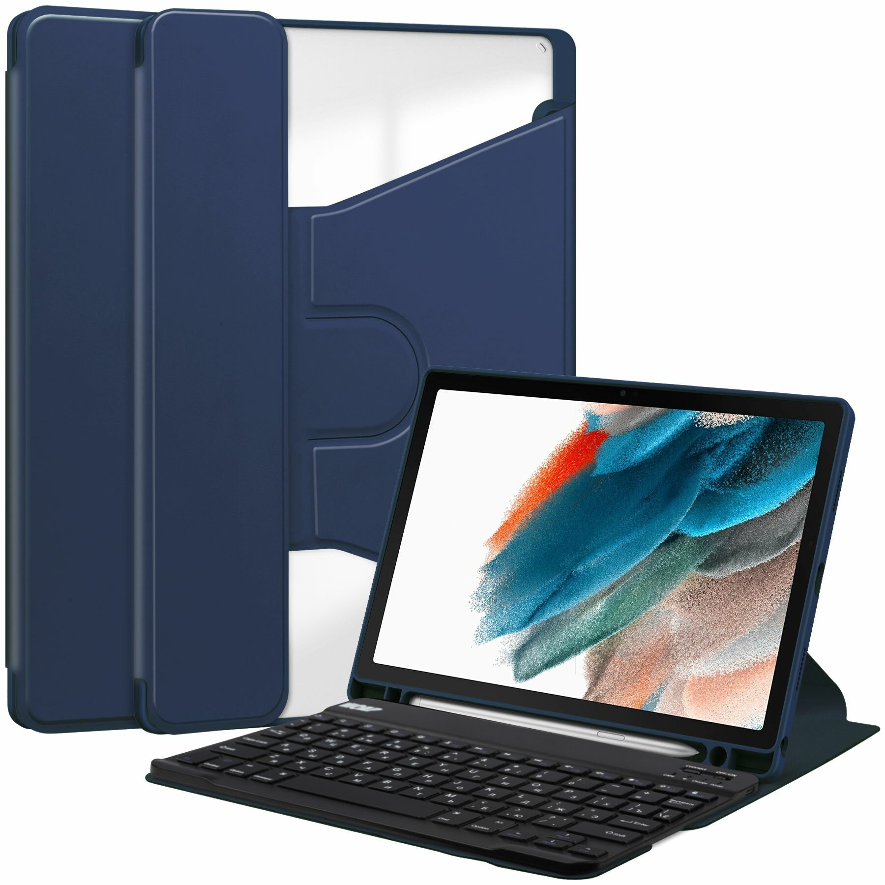Чехол для Samsung Galaxy Tab A8 10.5" с клавиатурой темно-синий