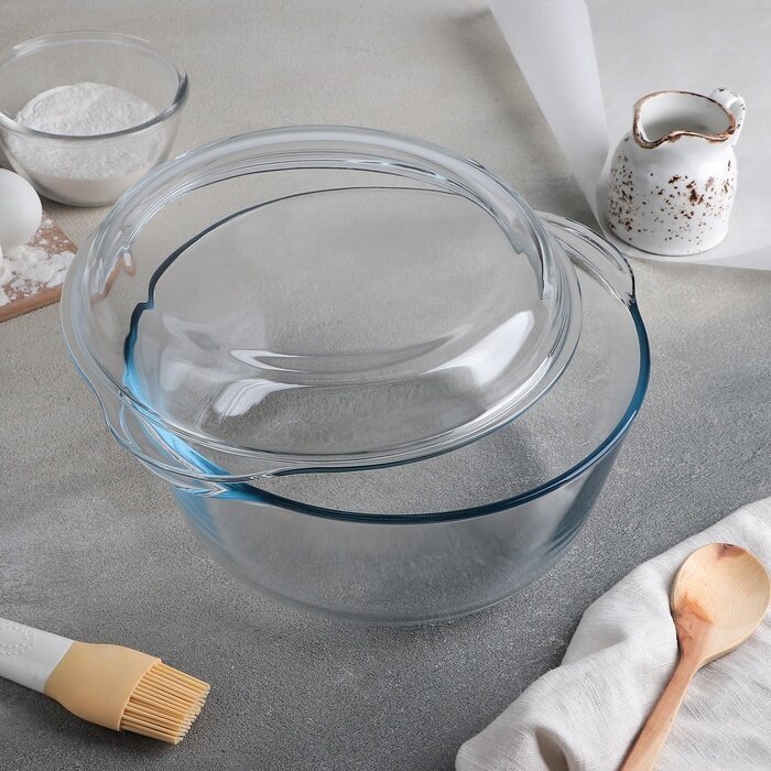 Кастрюля для запекания Pasabahce с крышкой, Borcam, 3 л, круглая