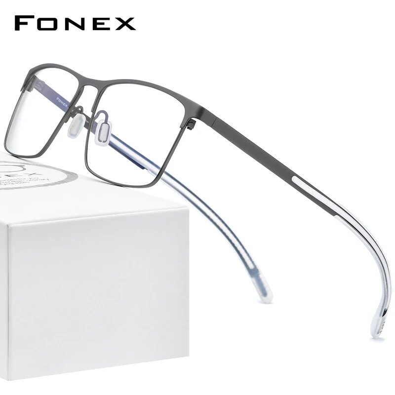 FONEX титановые квадратные очки 8553 серый