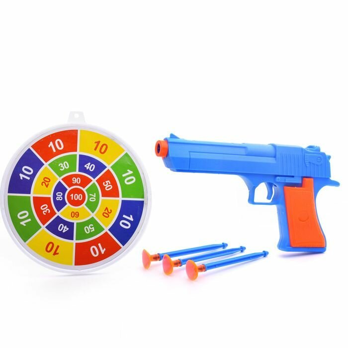Набор с пистолетом Oubaoloon Синий, со стрелами и мишенью, в пакете (88P-63)