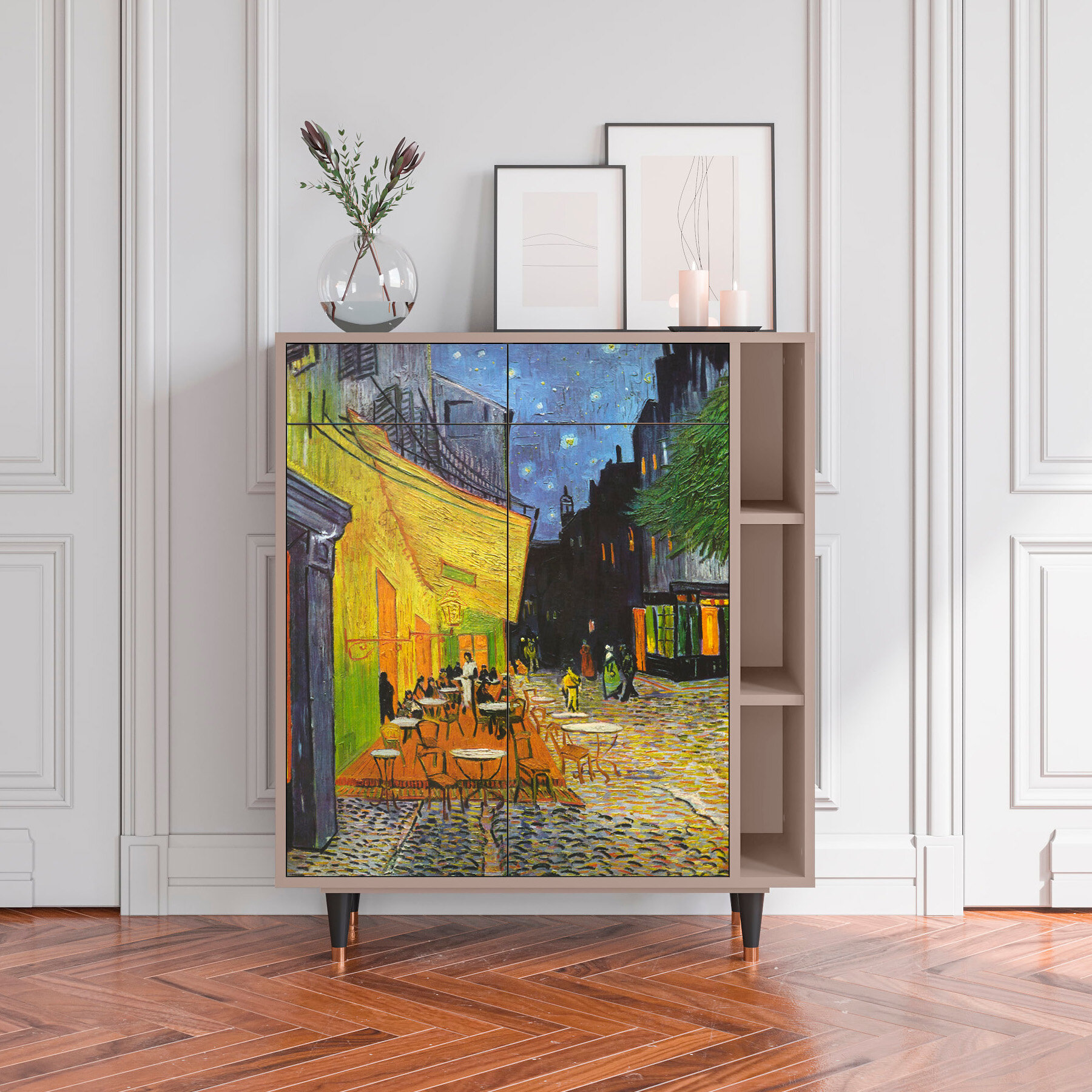 Комод - STORYZ - BS6 Café Terrace at Night by Vincent van Gogh, Размер - 94 x 110 x 41 см, Цвет корпуса - , Бежевый