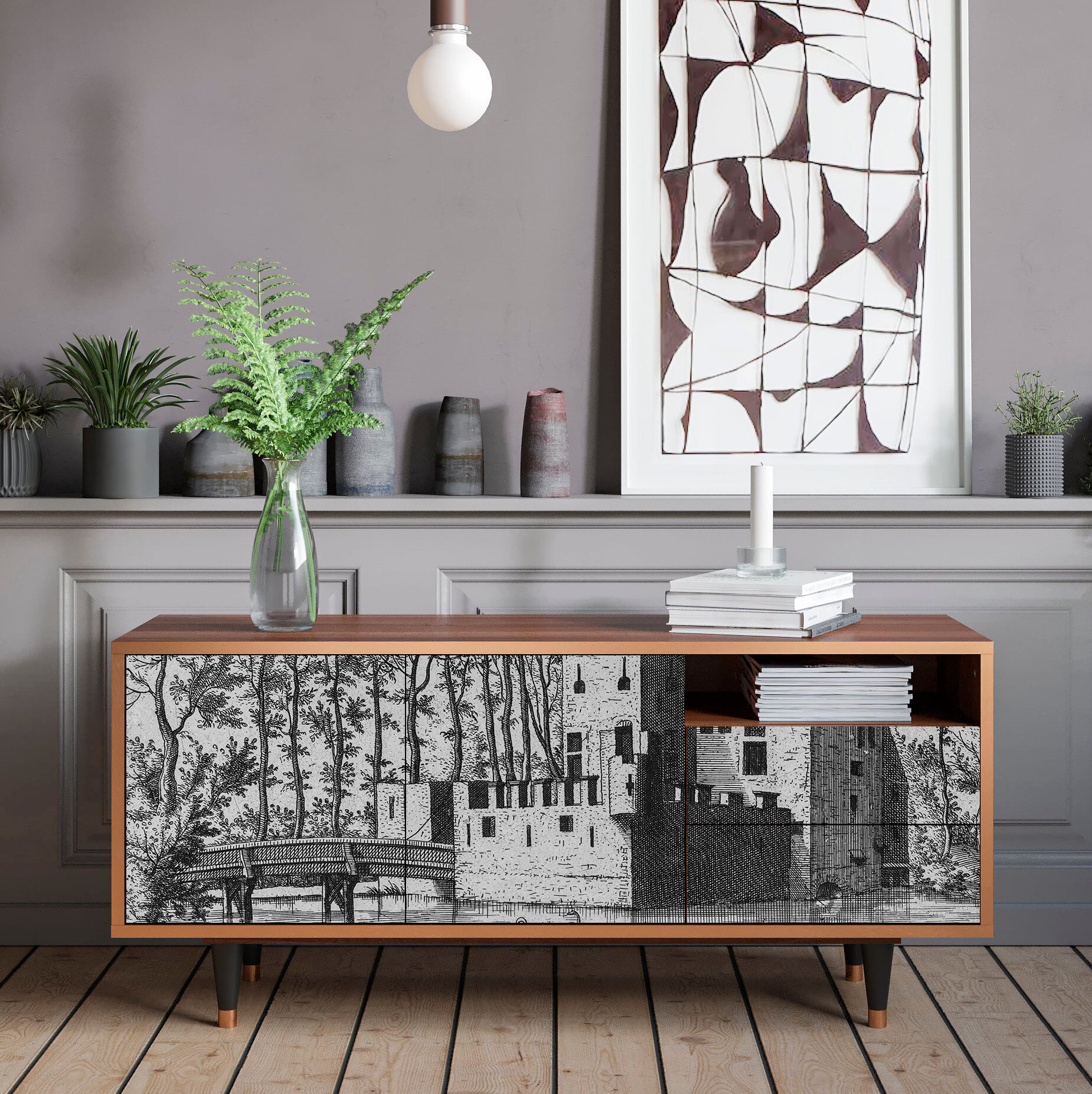 ТВ-Тумба - STORYZ - T7 Castle by Pieter Breugel, Размер - 125 x 56 x 41 см, Цвет корпуса - , Орех