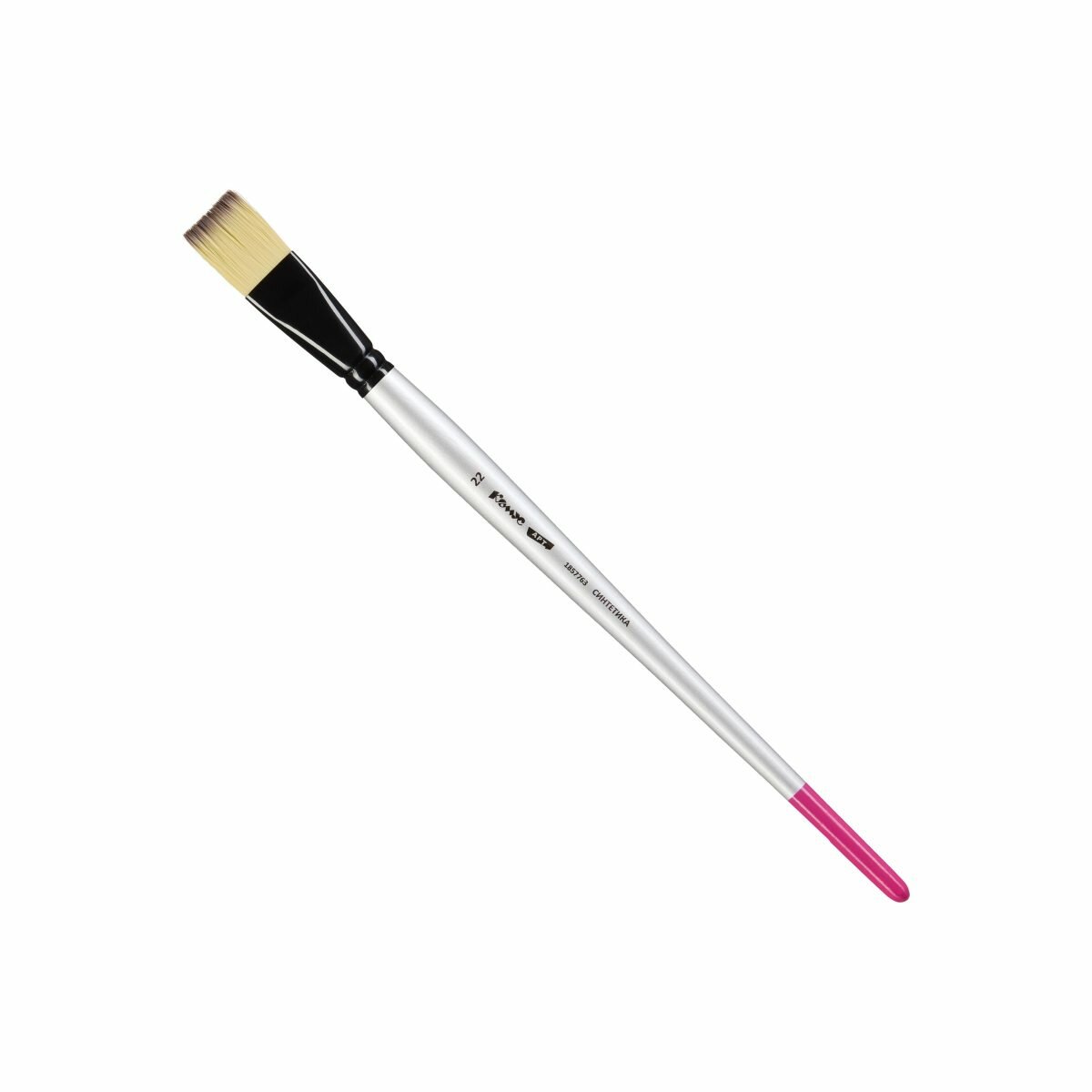 Кисть художественная Комус Арт, синтетика, средняя жесткость, плоская, №22, длинная ручка (1857763)