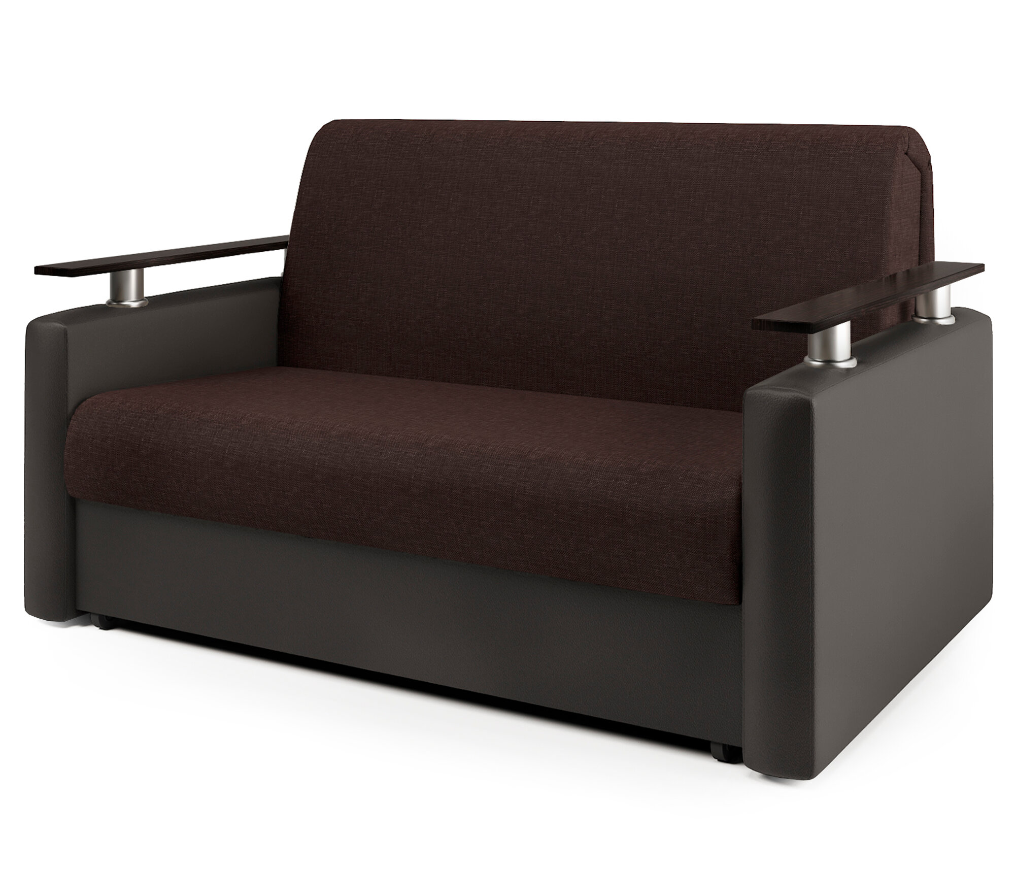 Диван-кровать Шарм-Дизайн Шарм 120х194 см, диван раскладной, аккордеон, прямой, рогожка шоколад и экокожа шоколад