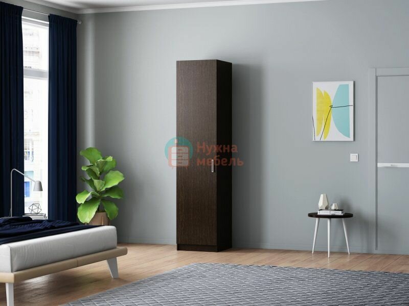 Шкаф пенал для одежды распашной с полкой Семпл 1, Мебель прихожую и спальню, Цвета Венге