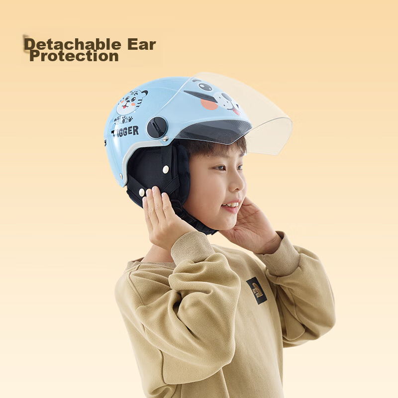 MYARMOR Children's Helmet, Electric Scooter New National Standard Winter Helmet, 3C Certified Motorcycle Half Helmet, Lightweight Safety Helmet for Boys And Girls, Suitable for All Seasons, One Size Fits All (48-55), Blue