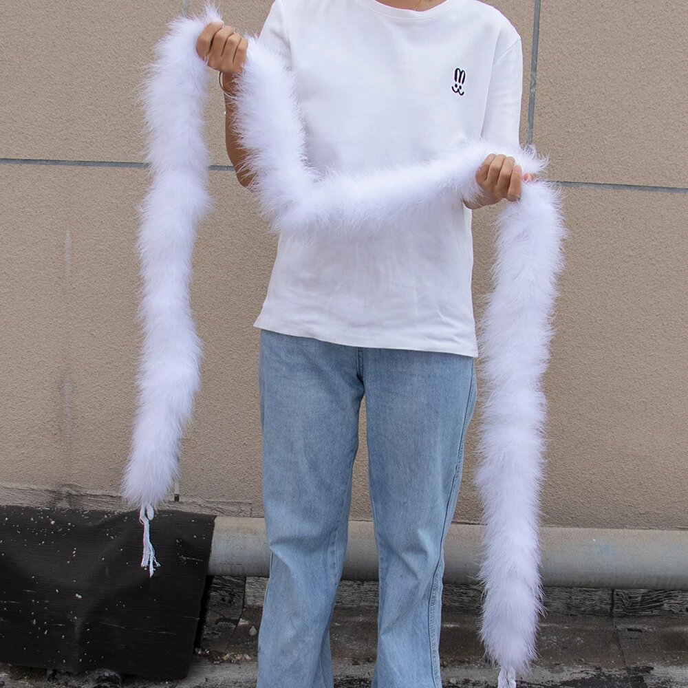 Мягкий боа из пера индюка 2 м белый Белый, 18-20 Grams, White