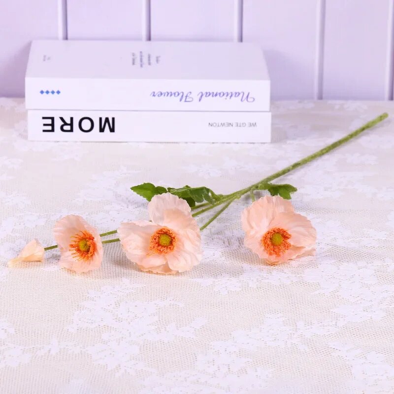 Искусственные маки из шелка Белый, Champagne