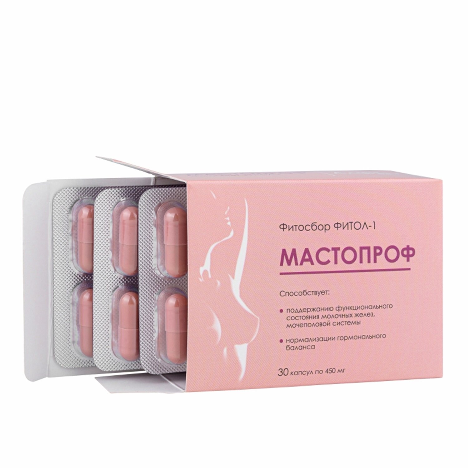 Мастопроф, фитосбор мастопатийный "Фитол-1" от бренда "Алфит Плюс", 30 капсул по 450 мг