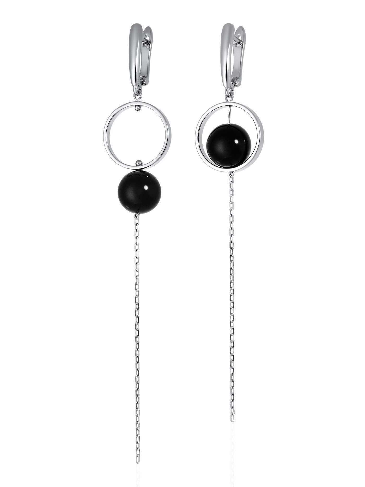 Серьги непарные, агат