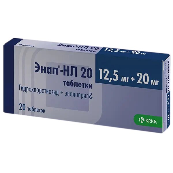Энап-НЛ 20 таблетки 12,5 мг+20 мг 20 шт