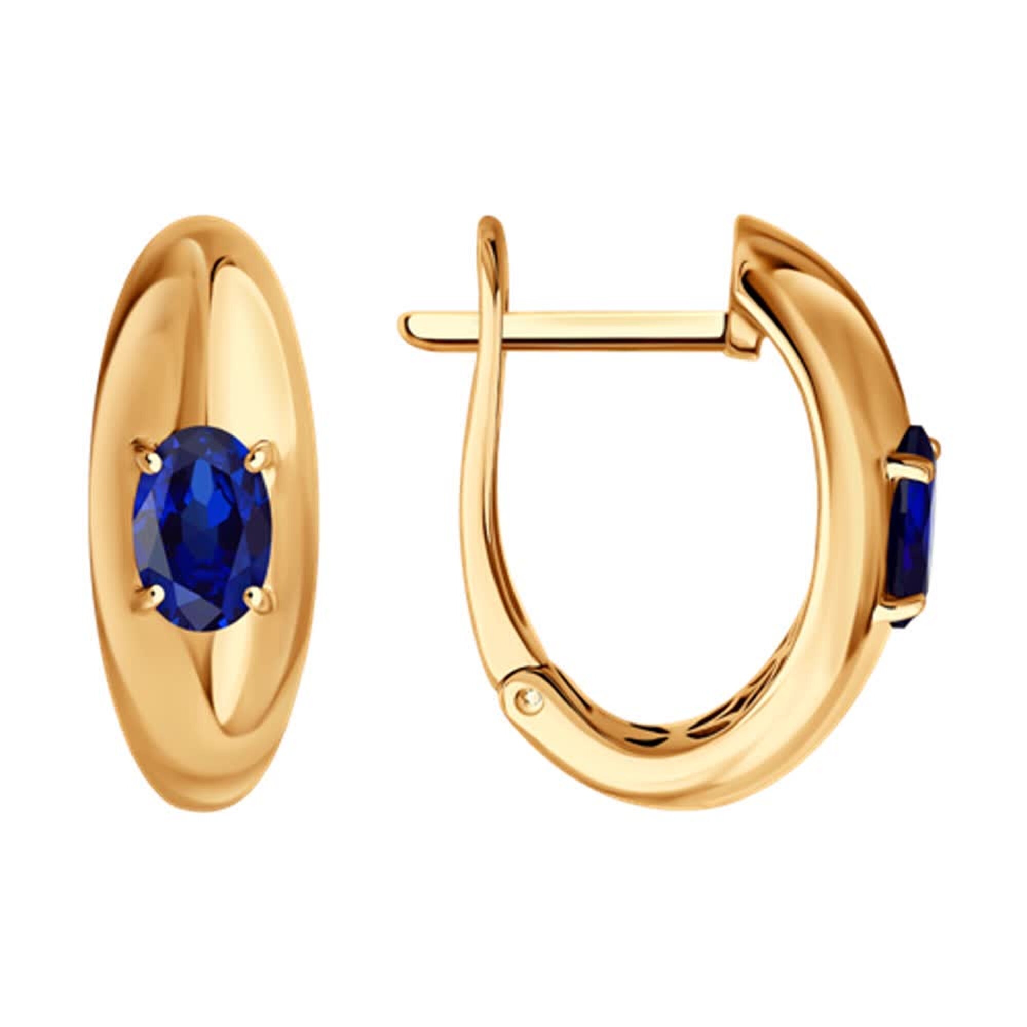 Серьги, красное золото, 585 проба, сапфир