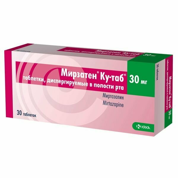 Мирзатен Ку-таб таблетки, диспергируемые в полости рта 30мг 30шт