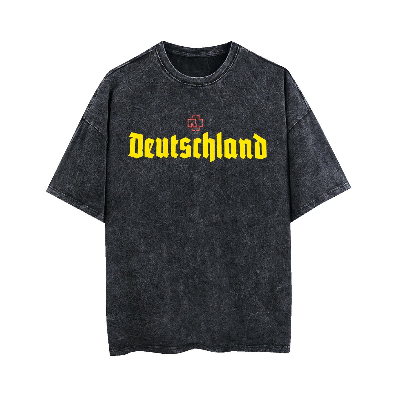 Ретро-футболка Rammstein Deutschland Черный ретро-костюм с коротким рукавом