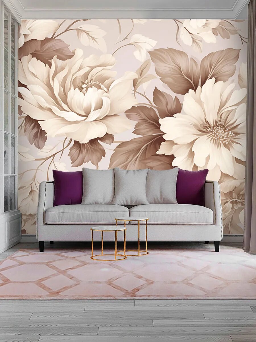 Фотообои флизелиновые Акварельные цветы 3d 300х270 см