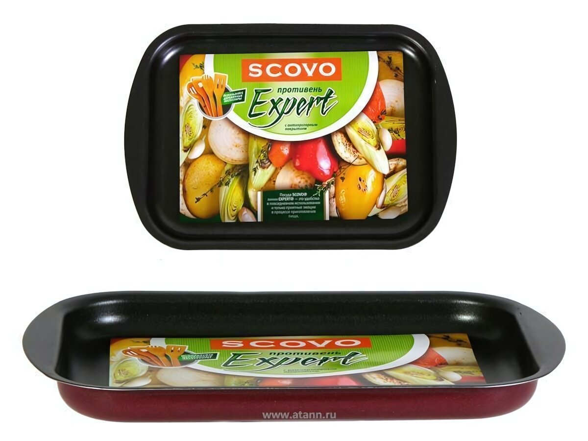 Противень 'ScovO EXPERT' 290*200*25мм, алюминий, антипригарное покрытие