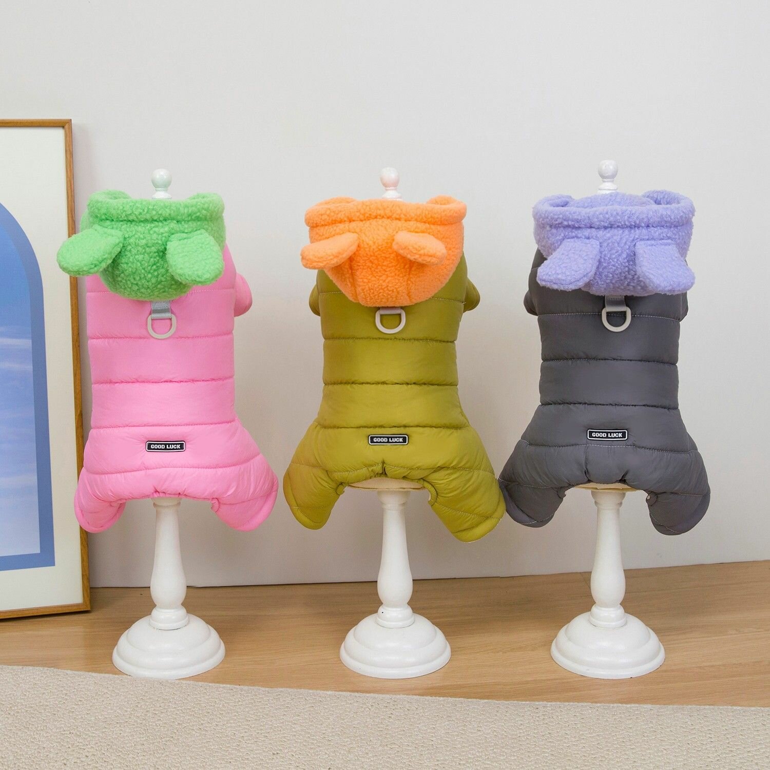 Пушистый комбинезон для щенков с медвежьими ушами и четырьмя лапами