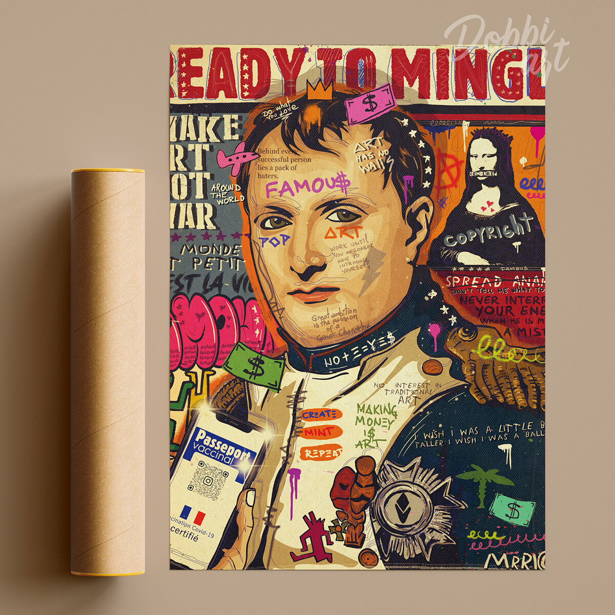 Постер современный 50х70 см без рамы/ Стрит Арт винтаж/ Репродукция Наполеон/ Граффити искусство/ Постер для интерьера дома, бара, кафе/ Современный стильный плакат