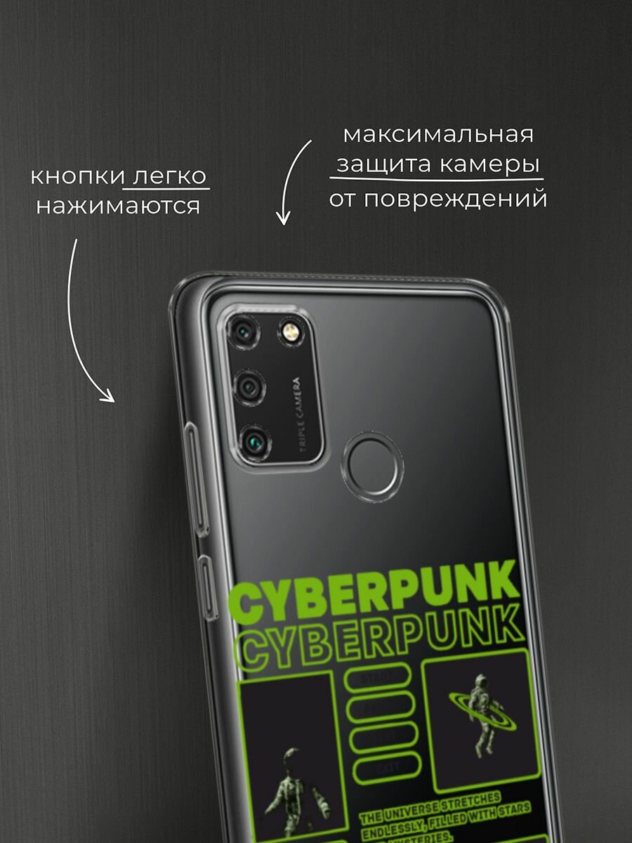 Чехол на Honor 9A / Хонор 9А с принтом "Cyberpunk", прозрачный — фото 1