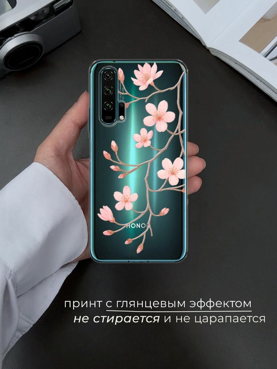 Чехол на Honor 20 Pro / Хонор 20 Про с принтом "Веточка распускающейся сакуры 2" — фото 1