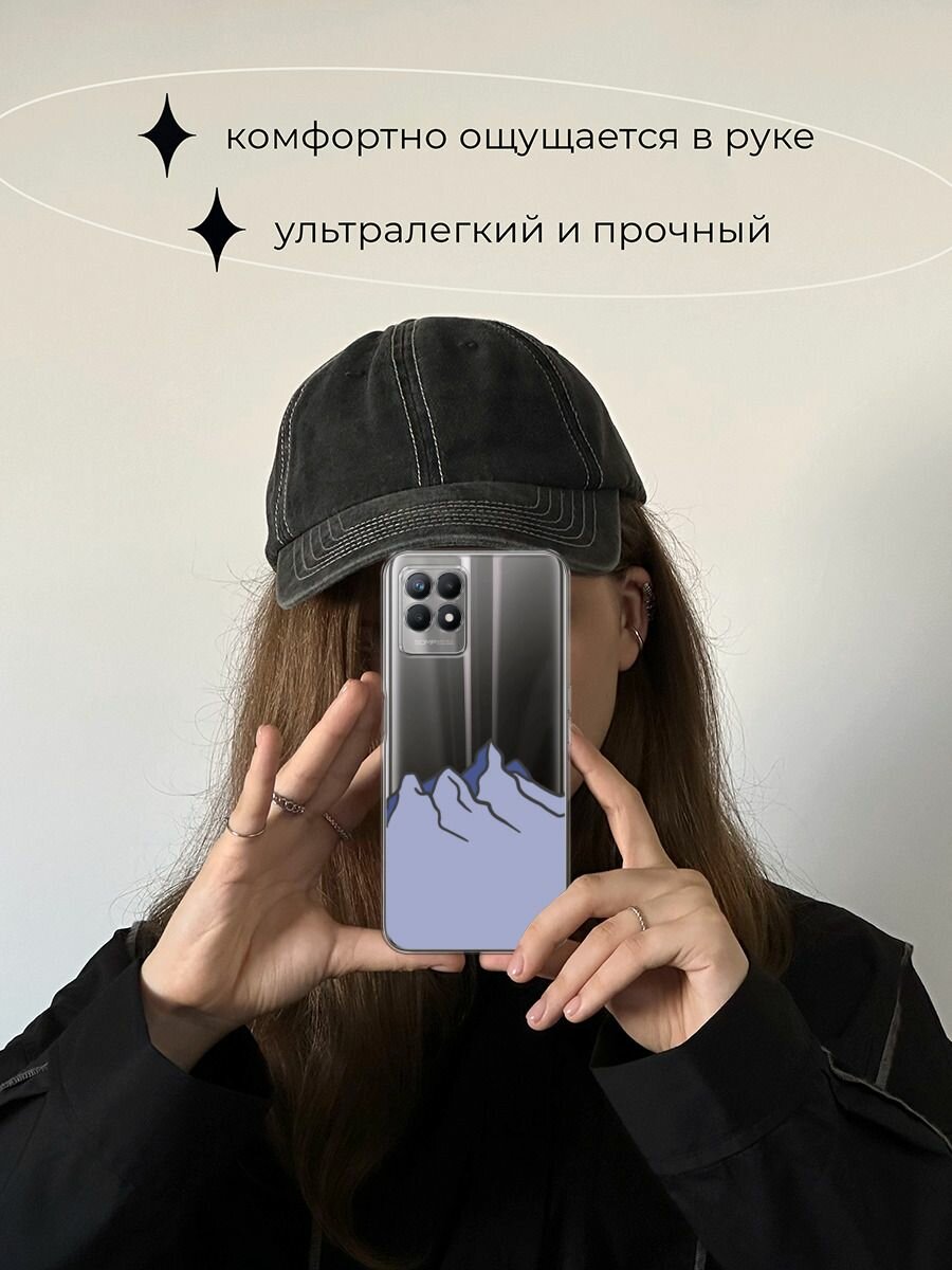 Силиконовый чехол на Realme 8i / Реалми 8i с принтом "Гора", прозрачный — фото 1