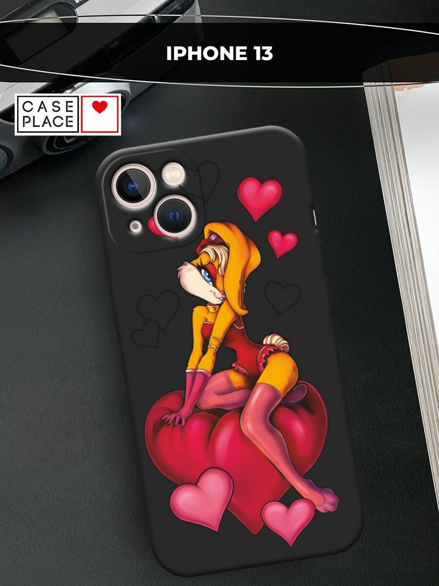 Черный матовый чехол на Apple iPhone 13 / Айфон 13 с принтом "Лола на сердце - 8 марта"