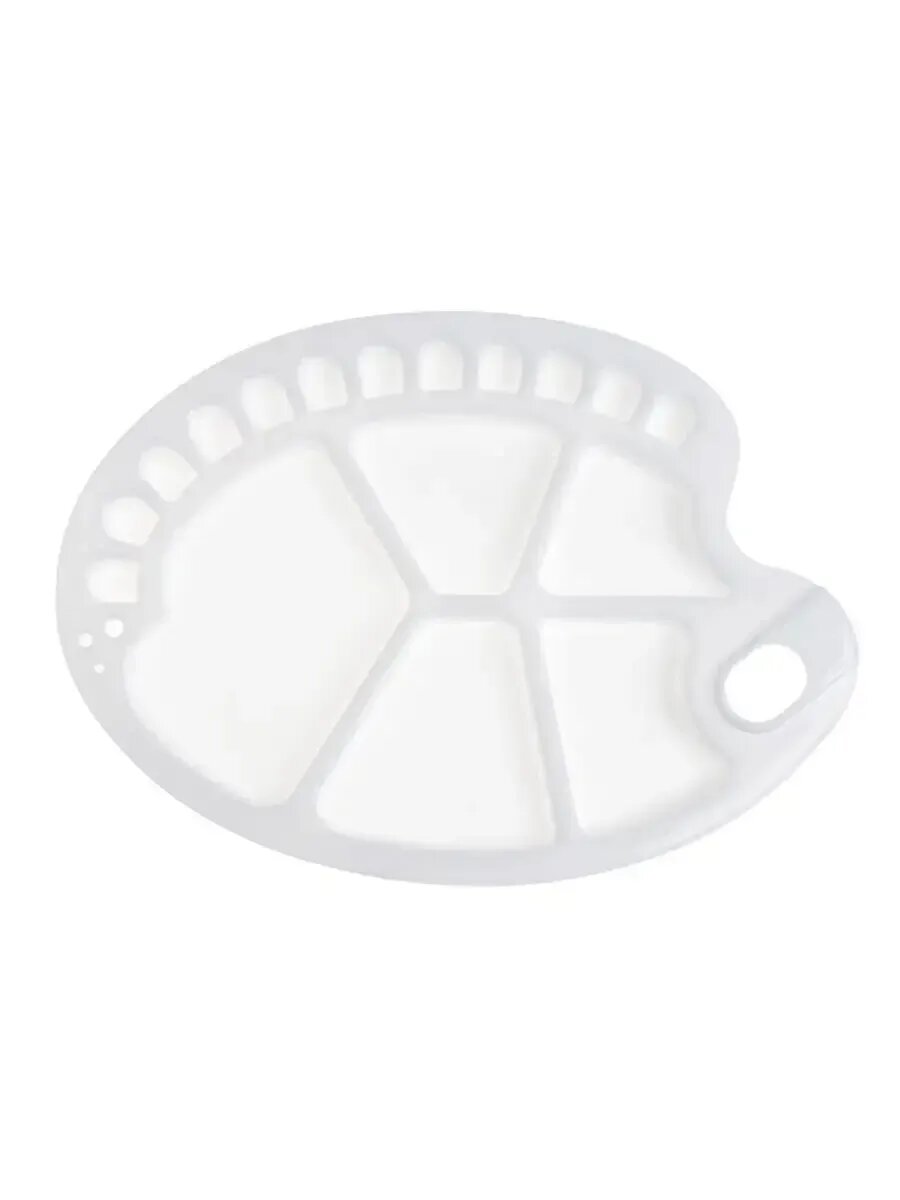 Палитра пластиковая овальная с ячейками, размер 30 х 20,5 см