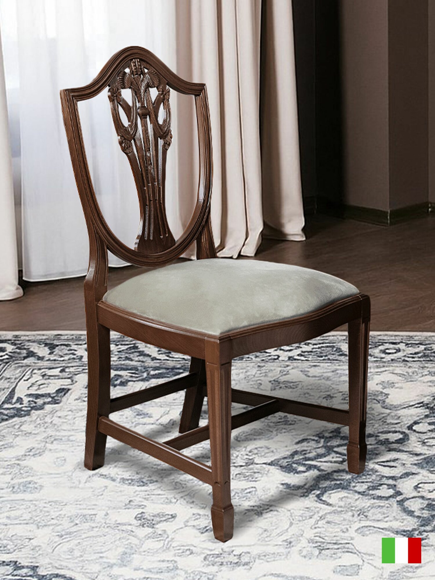 Стул деревянный принц уэльский, массив бука, темный орех светло-коричневый