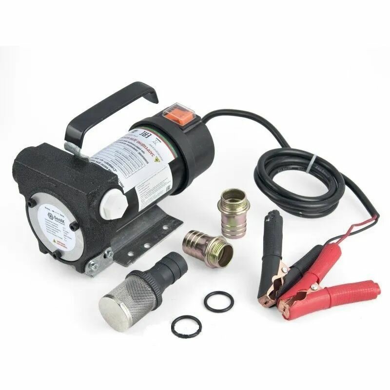 Насос электрический 12 В (V вольт, 50 л/мин) "стандарт" для перекачки топлива, мини насос, помпа для перекачки дизельного топлива, солярки, дизтоплива, гсм, керосина-.