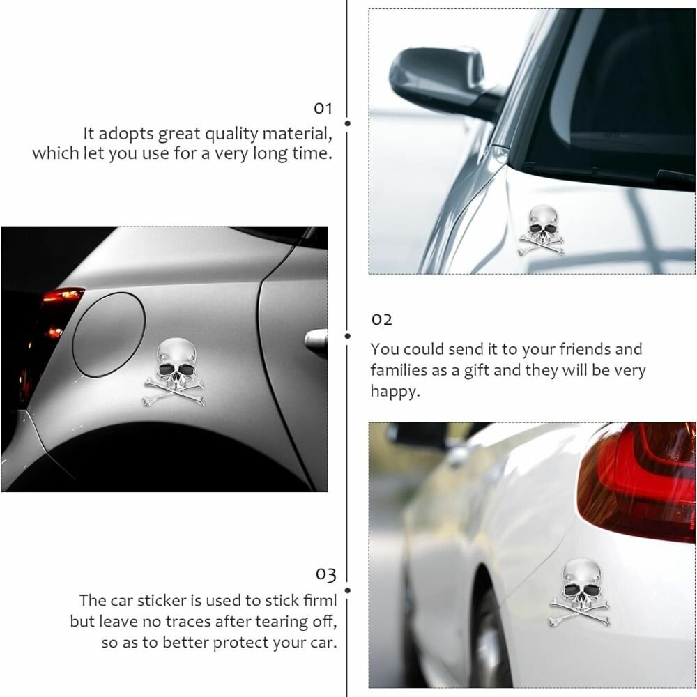 3D-наклейка с черепом для авто из цинкового сплава стильное украшение для машины, мотоцикла и велосипеда