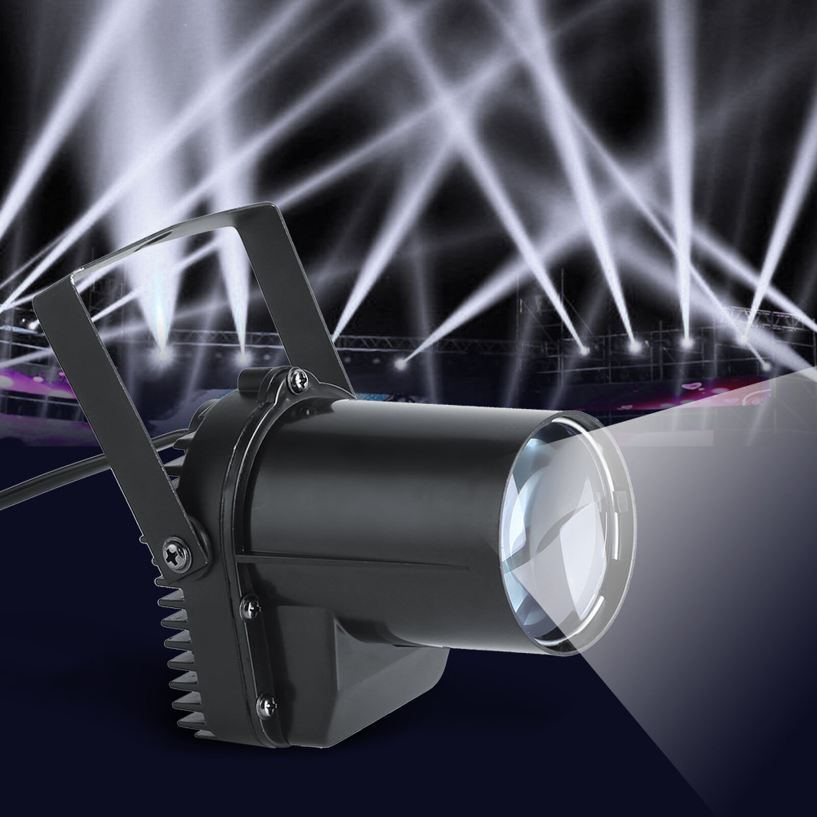 5W LED Beam Spotlight Party Stage Disco Pub Festival Effect Pinspot Lights, Белый Свет, Черный Цвет, Угол Луча 8°, 1шт, Для Интрерьера, Монтаж На Стене Полу Трассе