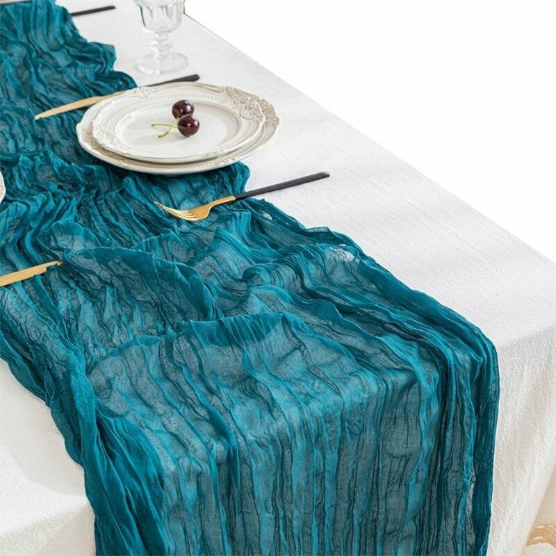 Элегантная плиссированная скатерть для банкетного зала или вечеринки, Blue Green