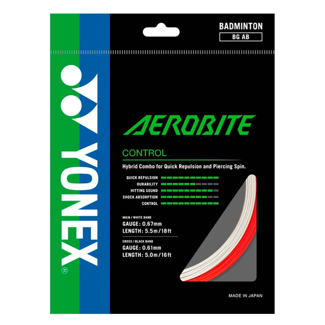 Струна для бадминтона Yonex 10m Aerobite, Red/White мультиволокно