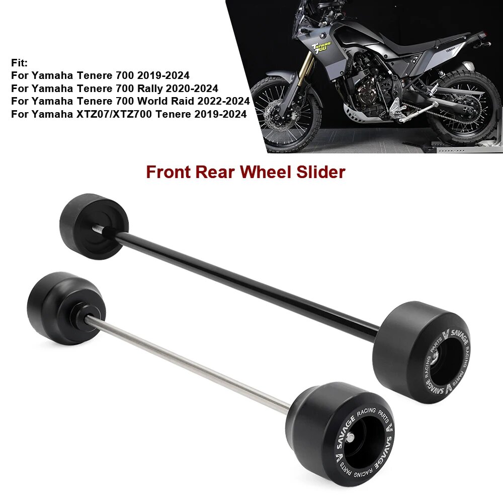 2024 Защитные слайдеры для передней и задней оси колеса Yamaha Tenere 700 T700, Front And Rear