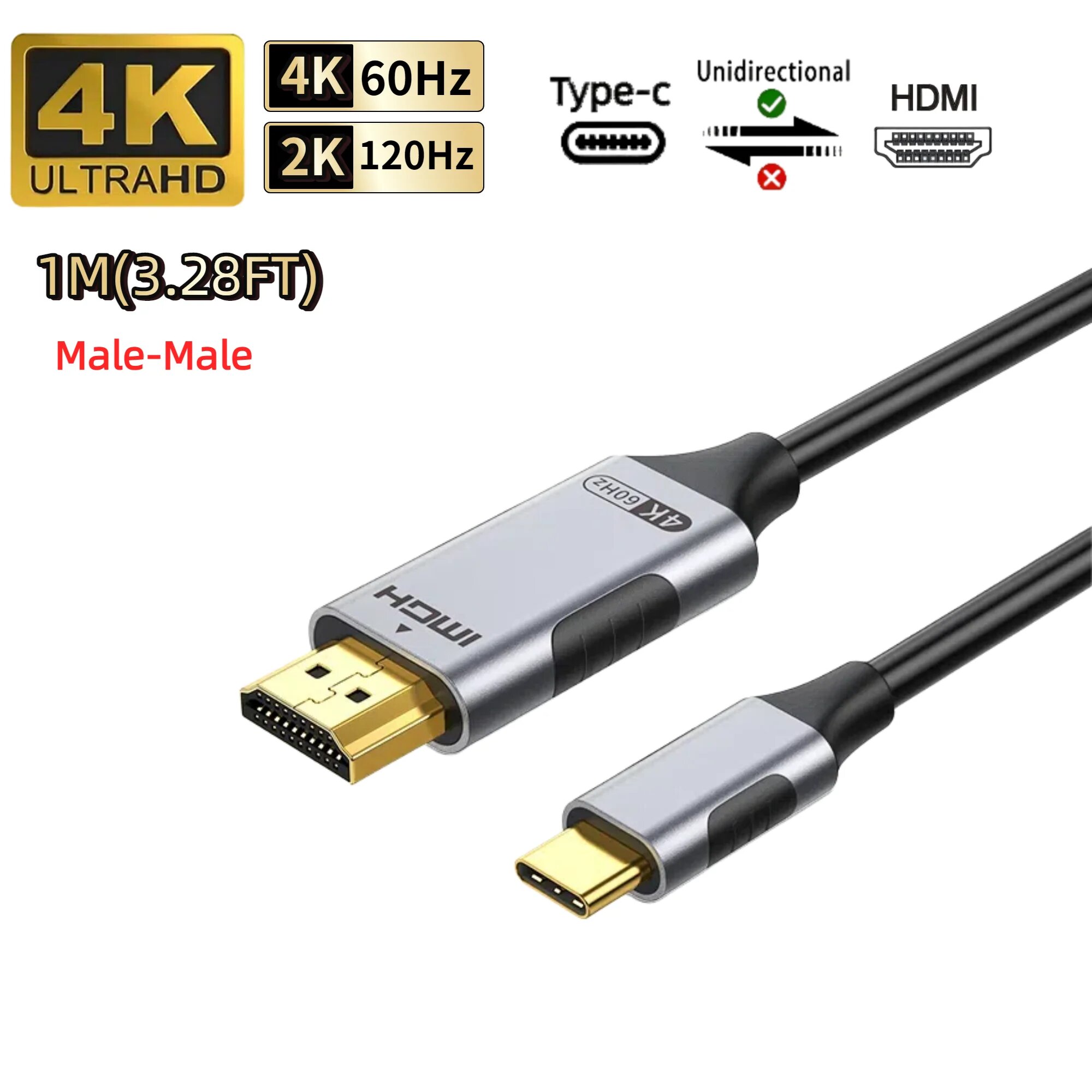 8K при 60 Гц 8K USB C — HDMI 2.1 Кабель-переходник типа C — HDMI для Thunderbolt 3, совместимый с ноутбуком MacBook Pro IPad pro