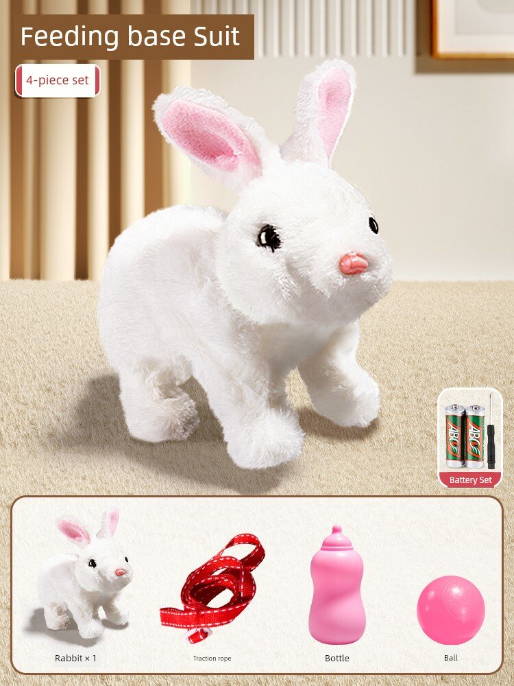 Детская электрическая плюшевая игрушка-кролик, белый кролик-плюшевая кукла для девочек, подарок на день рождения для