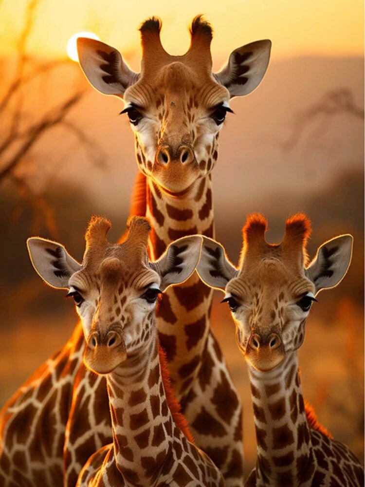 Алмазная живопись FANQING Жираф 30x40cm round, HUA2778