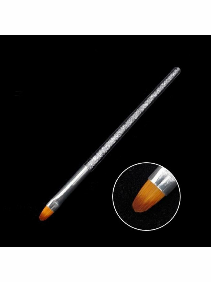 Кисть круглая плоская для геля, полигеля, дизайна с камнями 6 мм