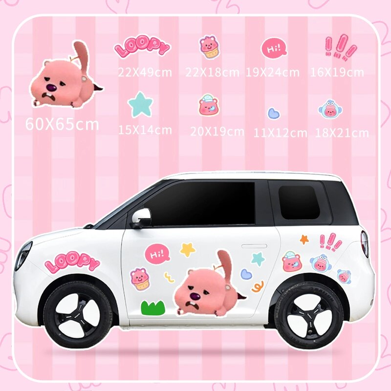 Наклейки на кузов автомобиля Panda mini, липкие, в виде лоуипа, рубинового маленького бобра, для декора кузова,
