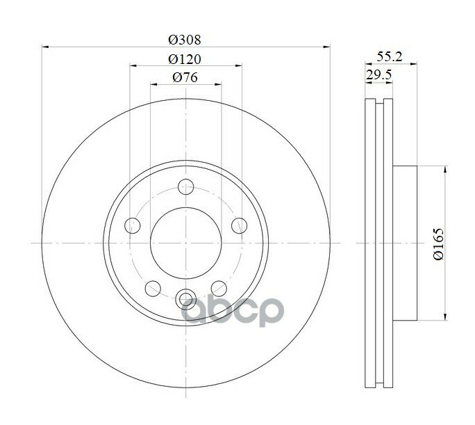 Диск тормозной перед. вентилируемый VW Touareg 2003-2010/Transporter T5/T6 2003-> S&K арт. SKBD1126