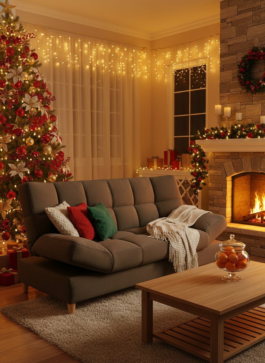 Диван кровать Саймон (мокко), ортопедический, прямой, с ящиком для белья, механизм клик-кляк, 204х95х102 см