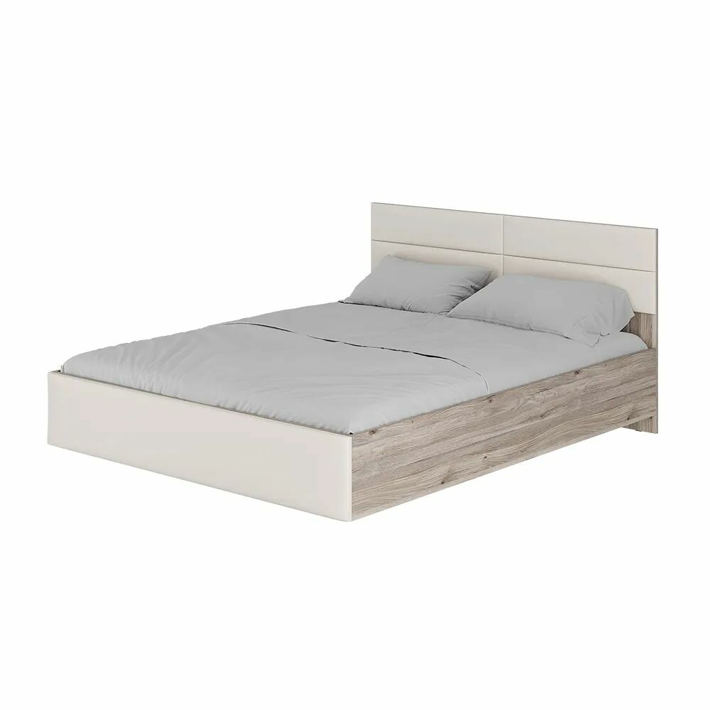 Кровать 1,6 м "Урбан" КР-18 Дуб смоки/Бежевый + ПМ (БТС)