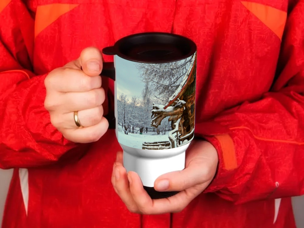 Тремокружка для авто с принтом "Теремок, дом, изба" 0.5 л.