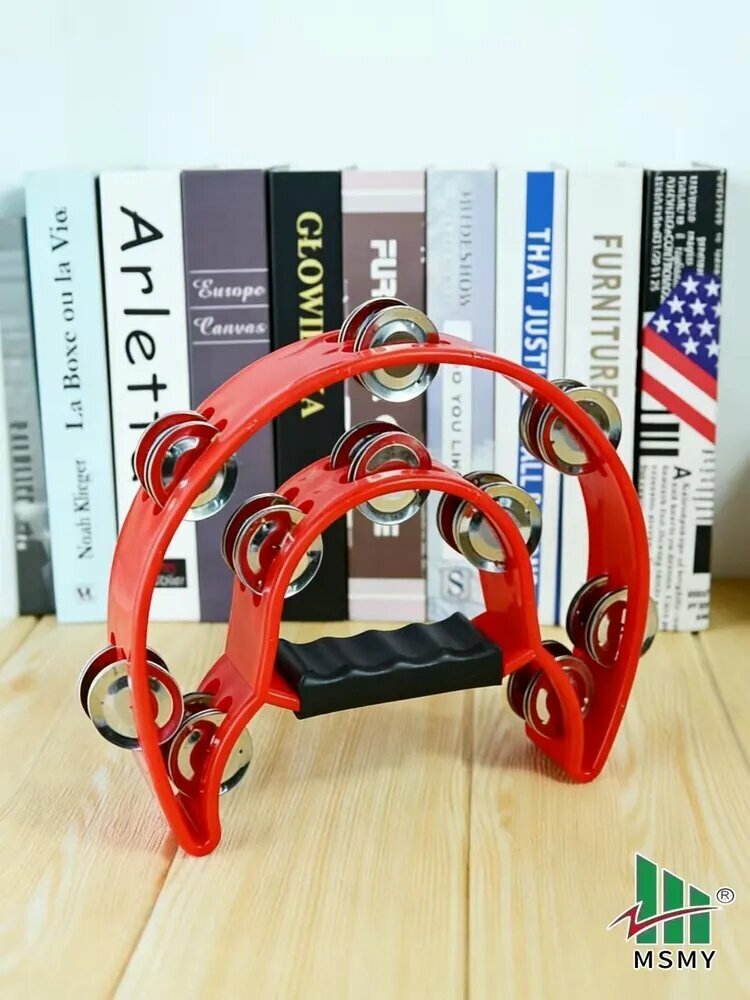 Двойной бубен‑тамбурин с джинглами MSMY, красный, ручной ударный инструмент для детей и взрослых, для танцев и ритма