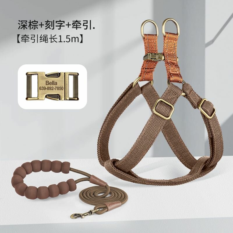 Стиль жилета с поводком для собак маленьких и средних пород, Тедди, Корги, гравируемый нагрудный ремень, наружные антипотерянные аксессуары для питомцев