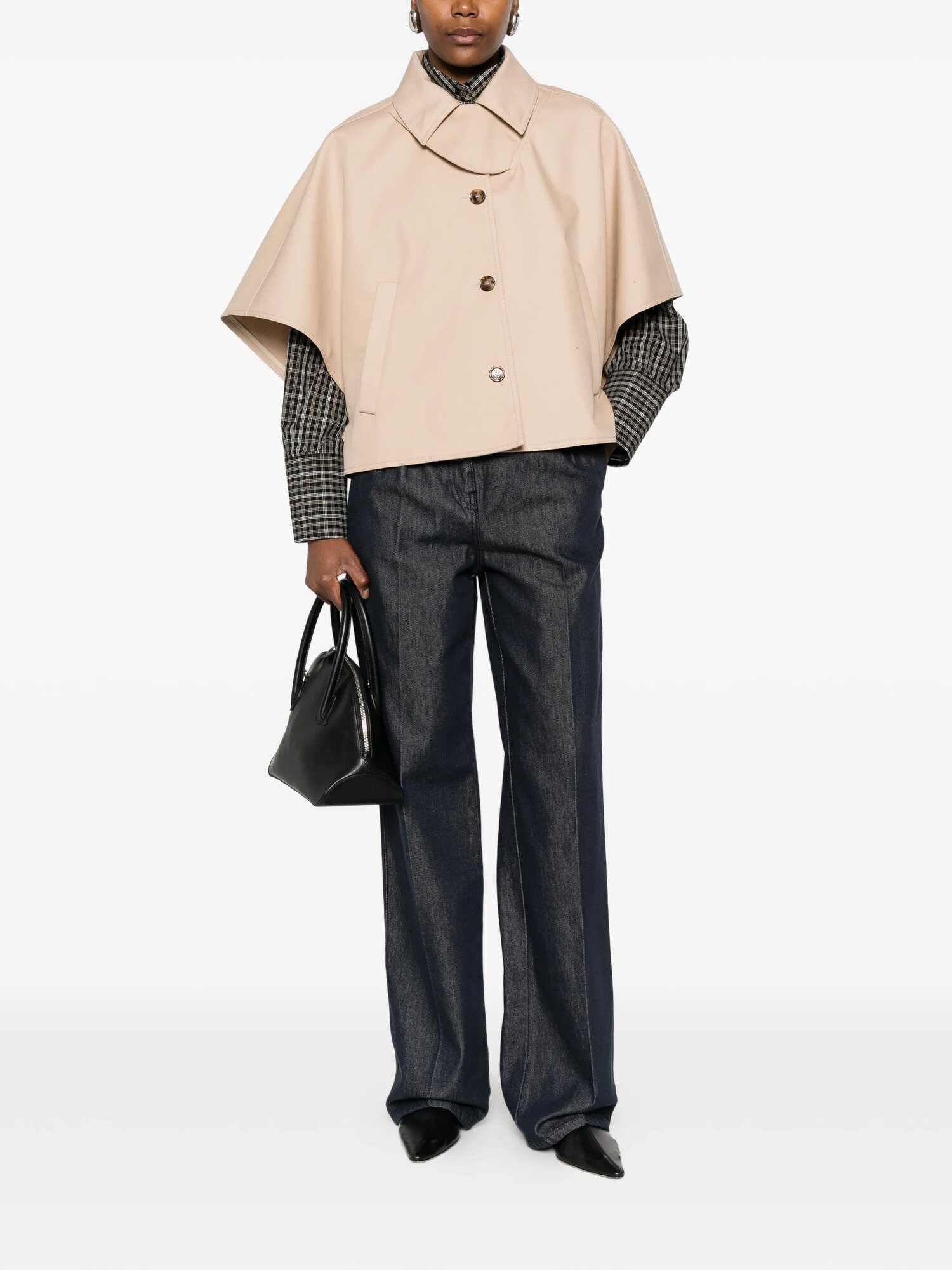Накидка Max Mara Buttoned cotton cape, размер M-L, разноцветный — фото 1
